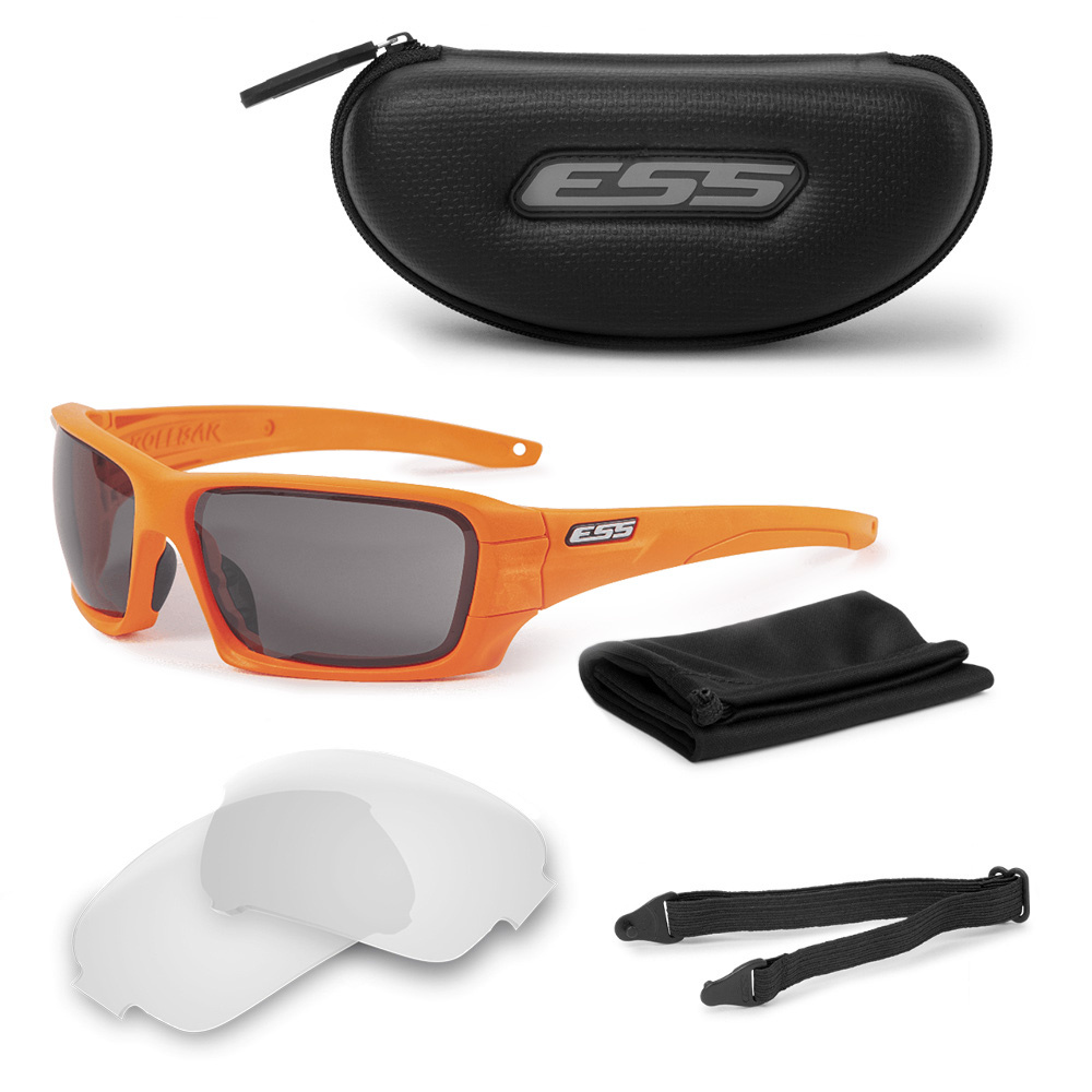 ESS - Rollbar Ballistic Glasses - Safety Orange - Clear / Smoke Gray ...