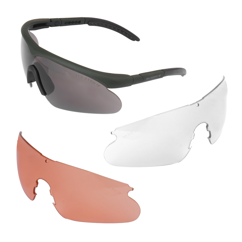 Swiss Eye - Ballistic Glasses Raptor with Visor Set - Rubber Green ...