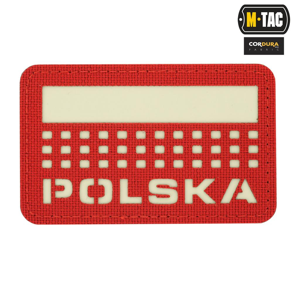 M-Tac - Patch with Flag and Inscription Poland - Laser Cut - Pixels/Rectangle - Red / Fluo ...