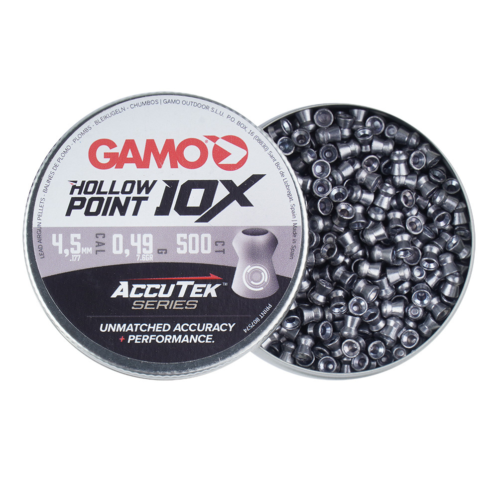 Gamo - Diabolo Pellets AccuTek Hollow Point 10X - Caliber 4.5 mm - 500 ...